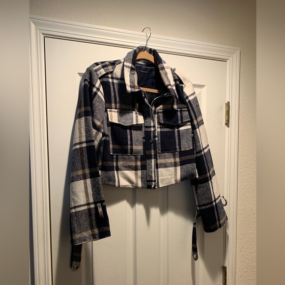 Stoosh | Jackets & Coats | Stoosh Blue And Cream Utility Jacket | Poshmark